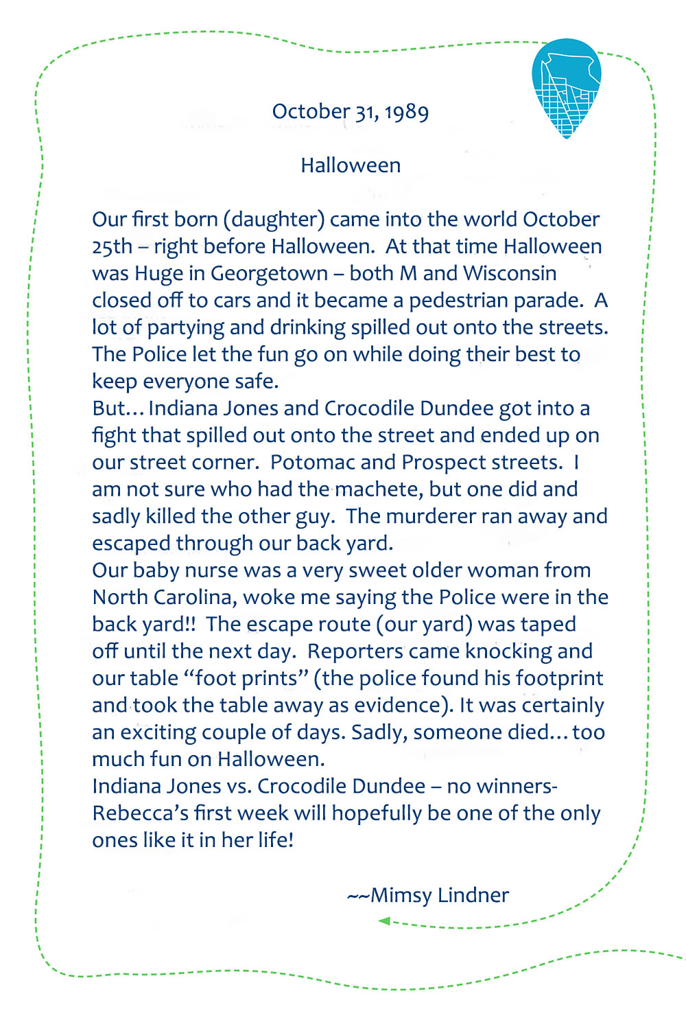 A Really Really Scary Story…..~~Mimsy Lindner – Mapping Georgetown